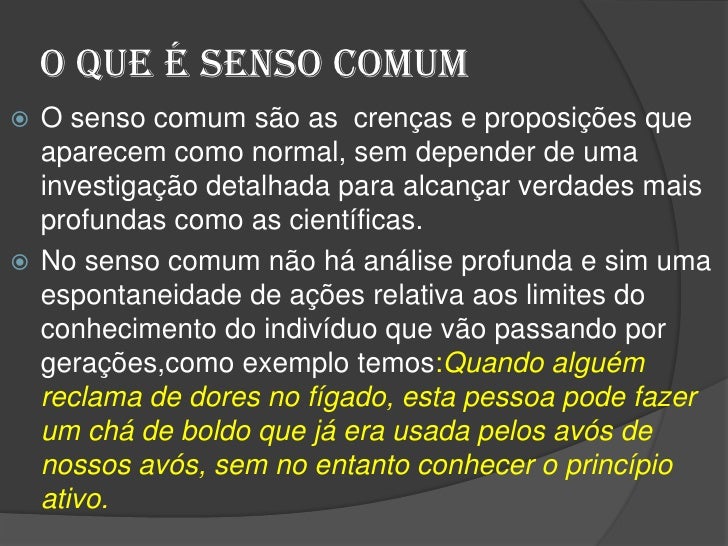 o problema do senso comum