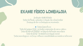 estrutura de avaliação funcional lombalgia e cervicalgia | PDF