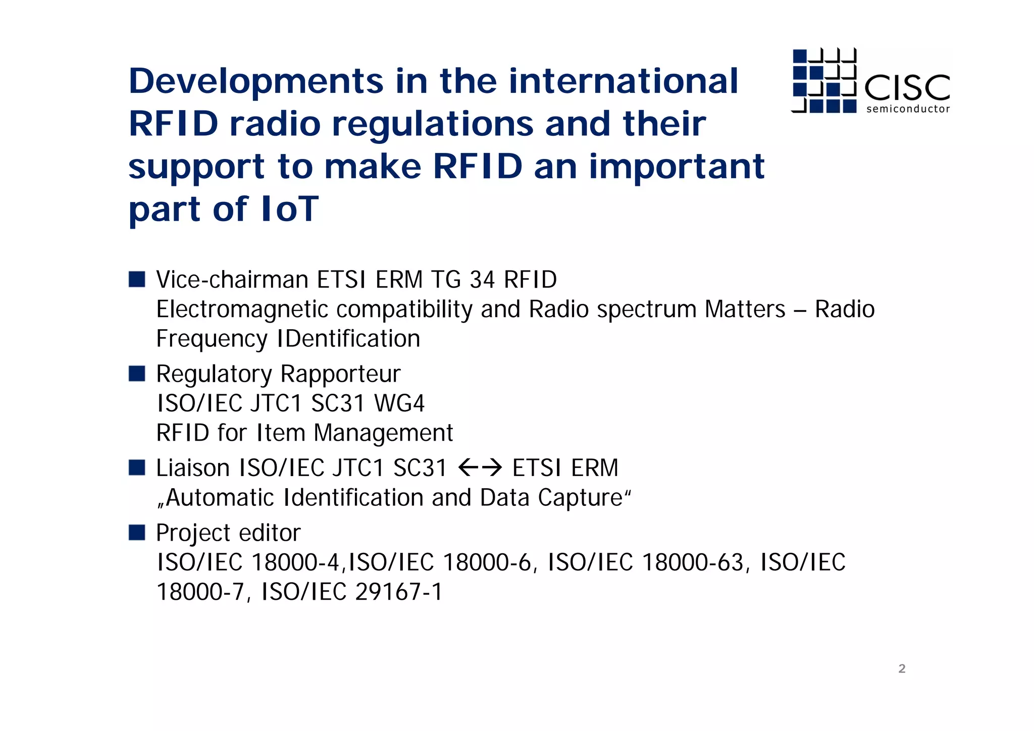 I International Workshop RFID and IoT - Dia 20 - RFID Radio Regulations ...