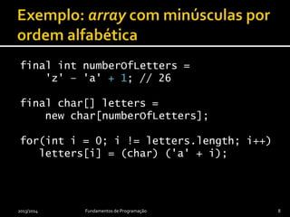 6. Caracteres; Tipos char e int; Tipos de valor e de referência ...