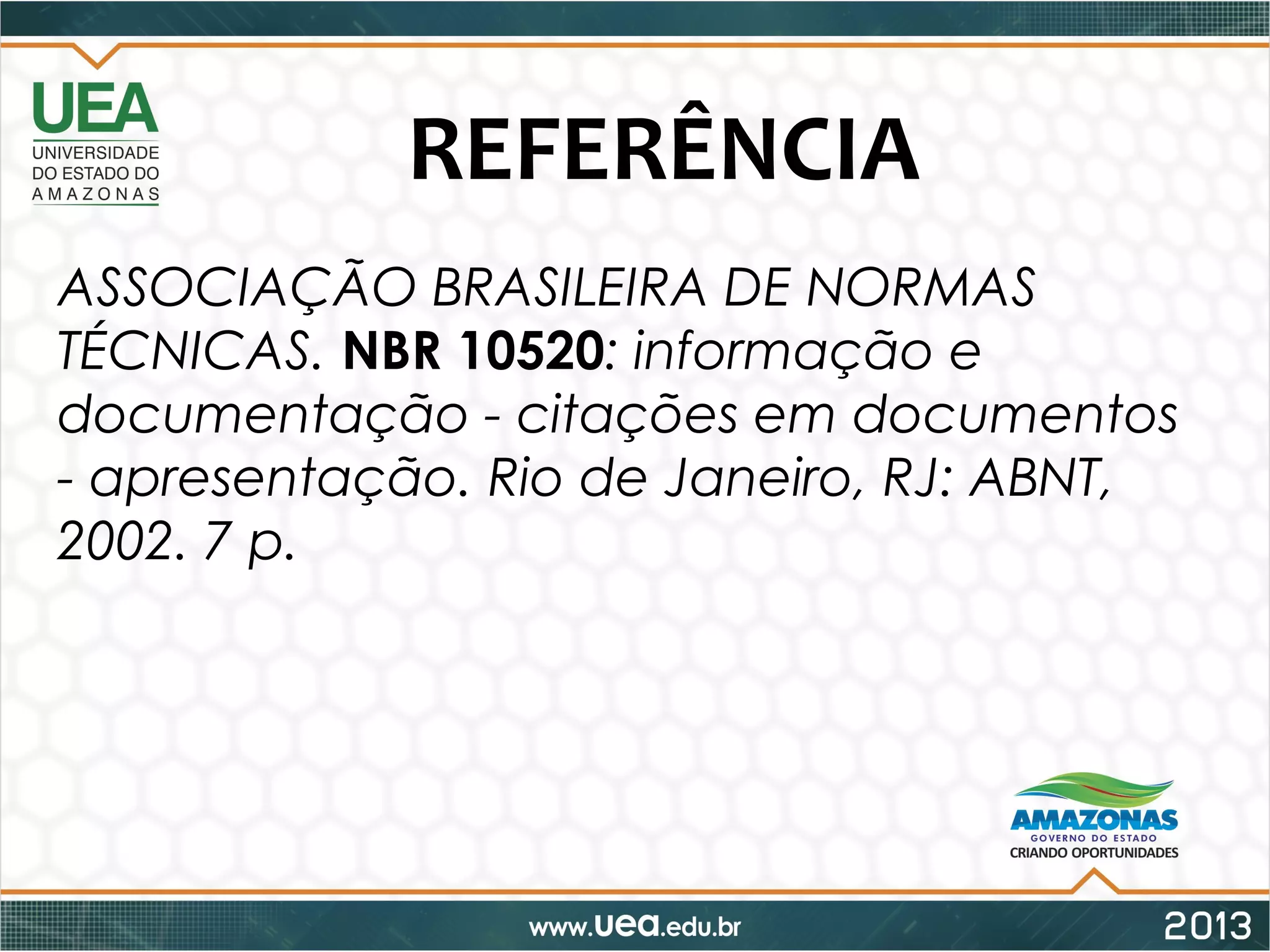 Apresentação abnt citações | PPT