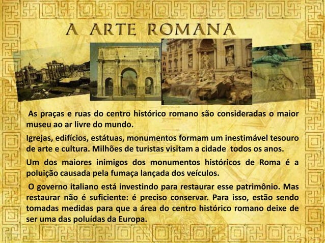 Apresentação " O legado de Roma na história da civilização ocidental" | PPT