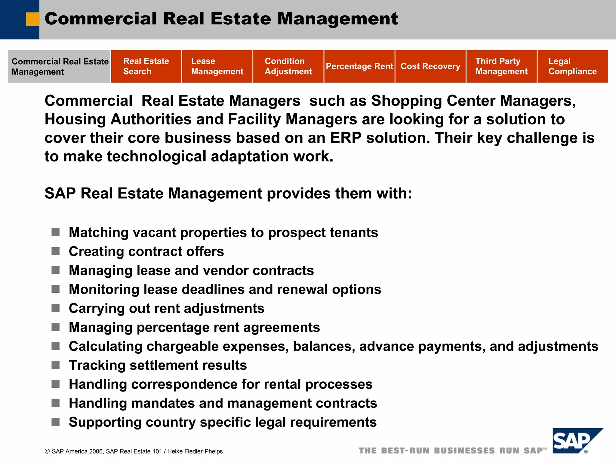 SAP Real Estate Beneficios | PDF