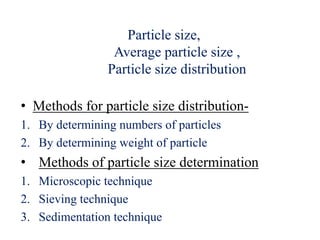particle size & distribution | PPTX