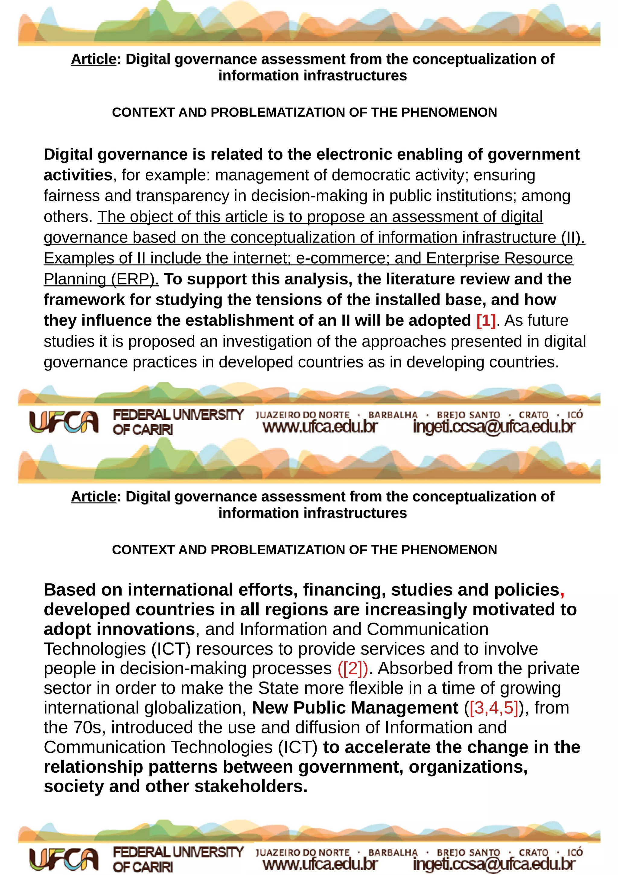 Digital governance assessment from the conceptualization of information infrastructures | PDF