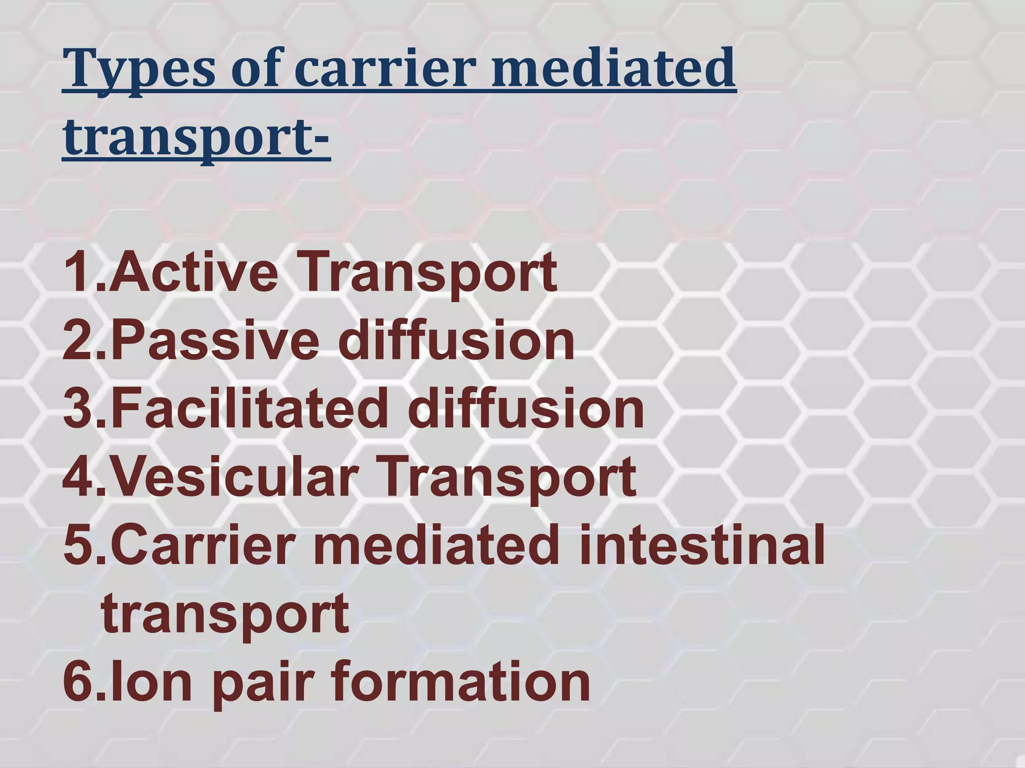 A presentation on Carrier Madiated Transport | PPTX