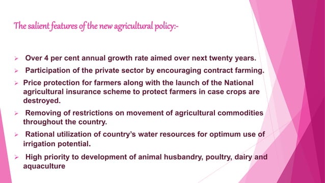 NEW AGRICULTURAL POLICY OF INDIA 2000, POWER POINT PRESENTATION | PPTX