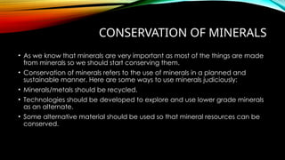 presentation on various minerals, their distribution, uses and ...