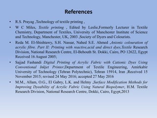 Printing of Acrylic Fabric (bulky fabric printing) | PPTX