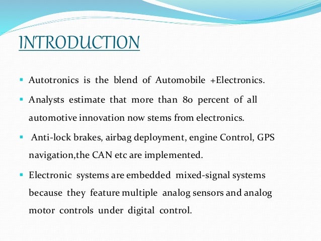 autotronics:improving vehicle performance.