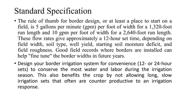 A presentation on border irrigation system by Mostafijur Rahman | PPTX ...