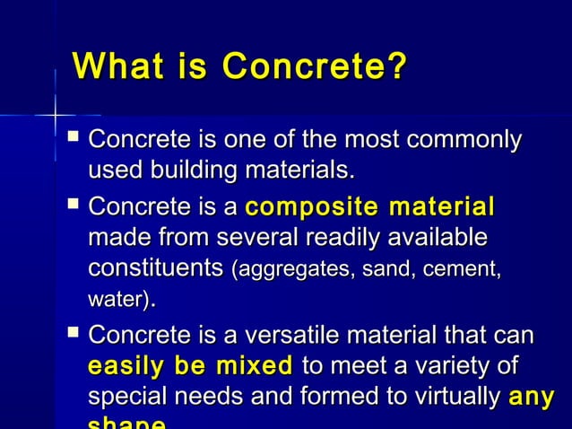 A presentation on concrete-Concrete Technology | PPT | Civil ...