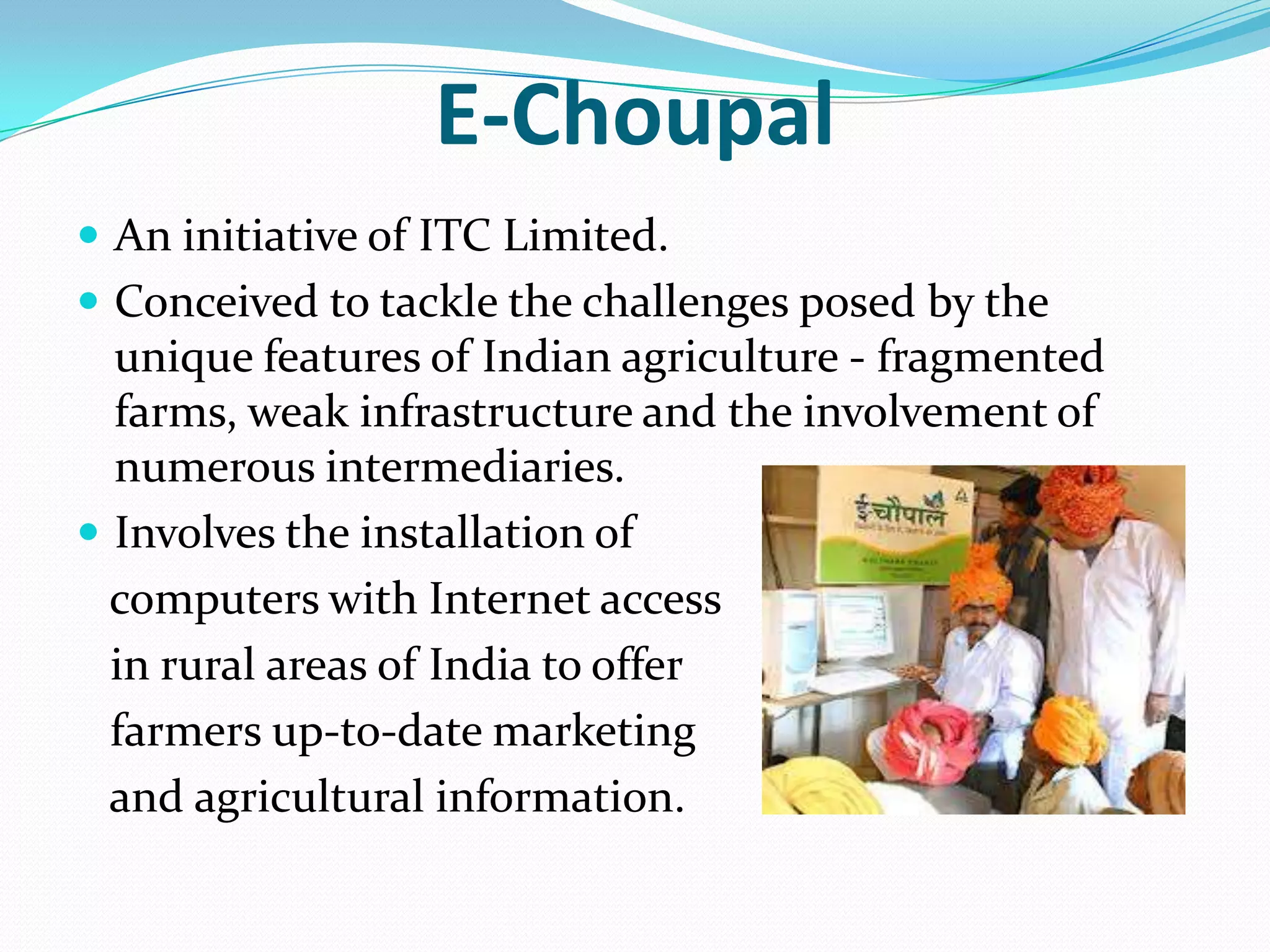 A presentation on e choupal and shakti project | PPTX