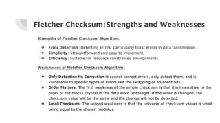 A Presentation on Fletcher Checksum, CRC, Adler-32 & Hamming code. Discussing their strengths ...