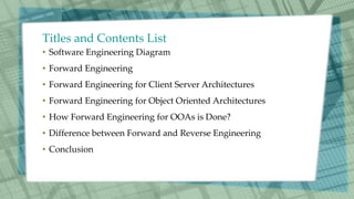 A presentation on forward engineering | PPT