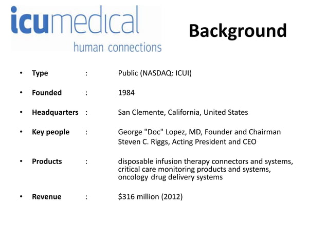 A presentation on ICU Medical | PPT