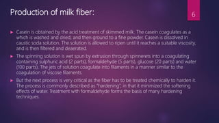 A presentation on milk or casein fiber. | PPT