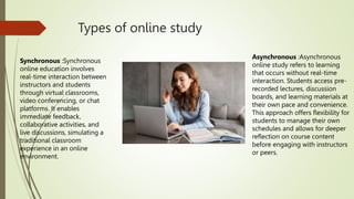 A PRESENTATION ON ONLINE EDUCATION (E- LEARNING) | PPT