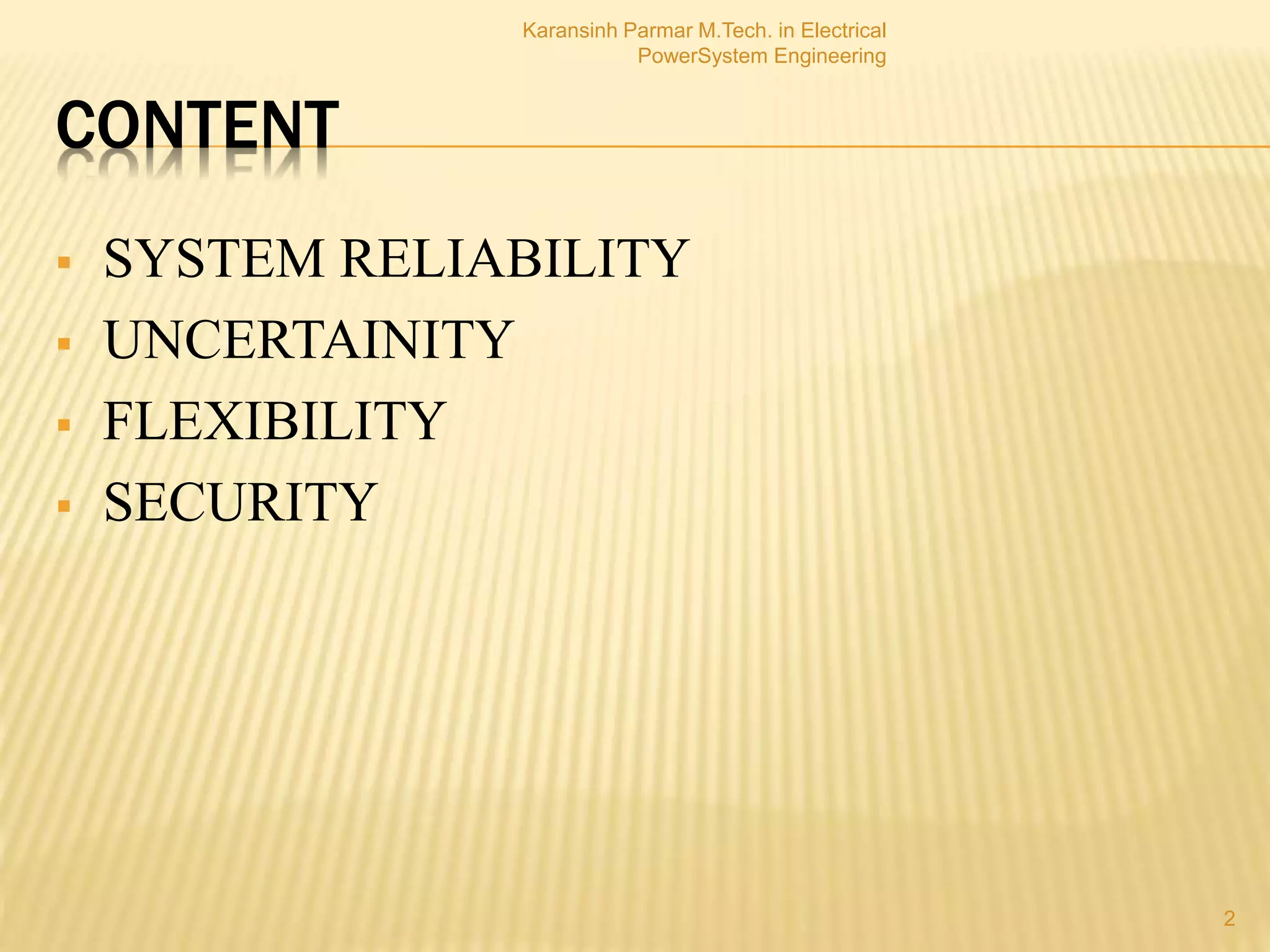 A presentation on power system reliability | PPTX