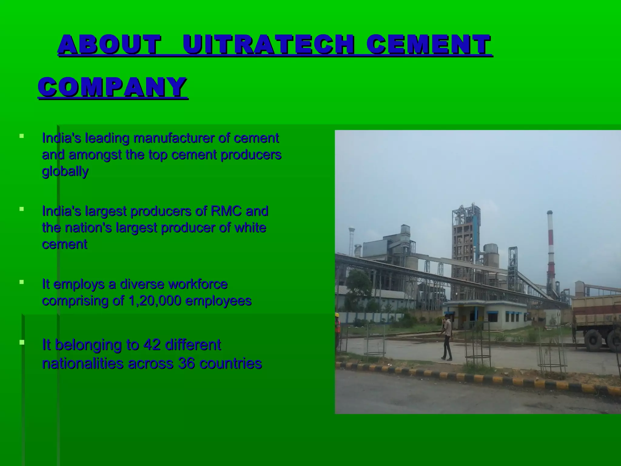 power point presentation on summer internship training at ultratech ...
