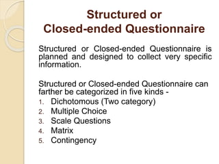 A Presentation on Questionnaire - Arifa Rahman | PPSX
