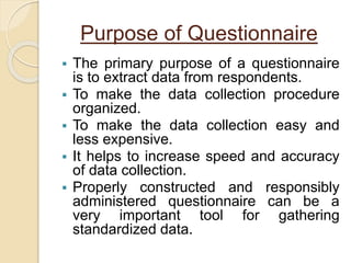A Presentation on Questionnaire - Arifa Rahman | PPT