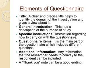 A Presentation on Questionnaire - Arifa Rahman | PPT