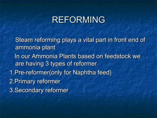 A presentation on reformer new | PPT | Chemistry | Science