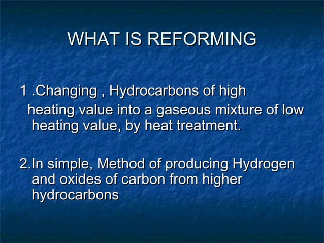 A presentation on reformer new | PPT | Chemistry | Science