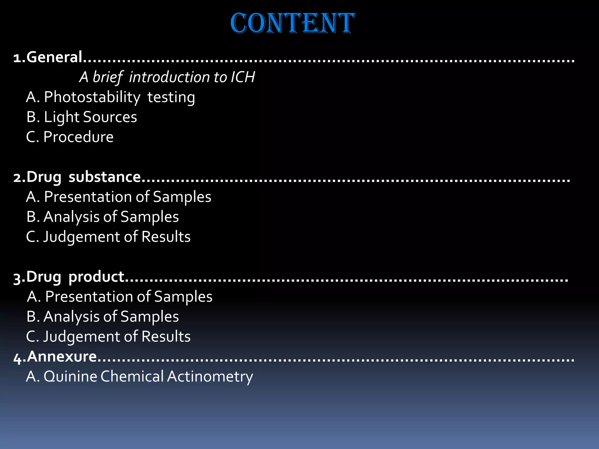 A presentation on regulatory guidelines for photostability testing | PPTX