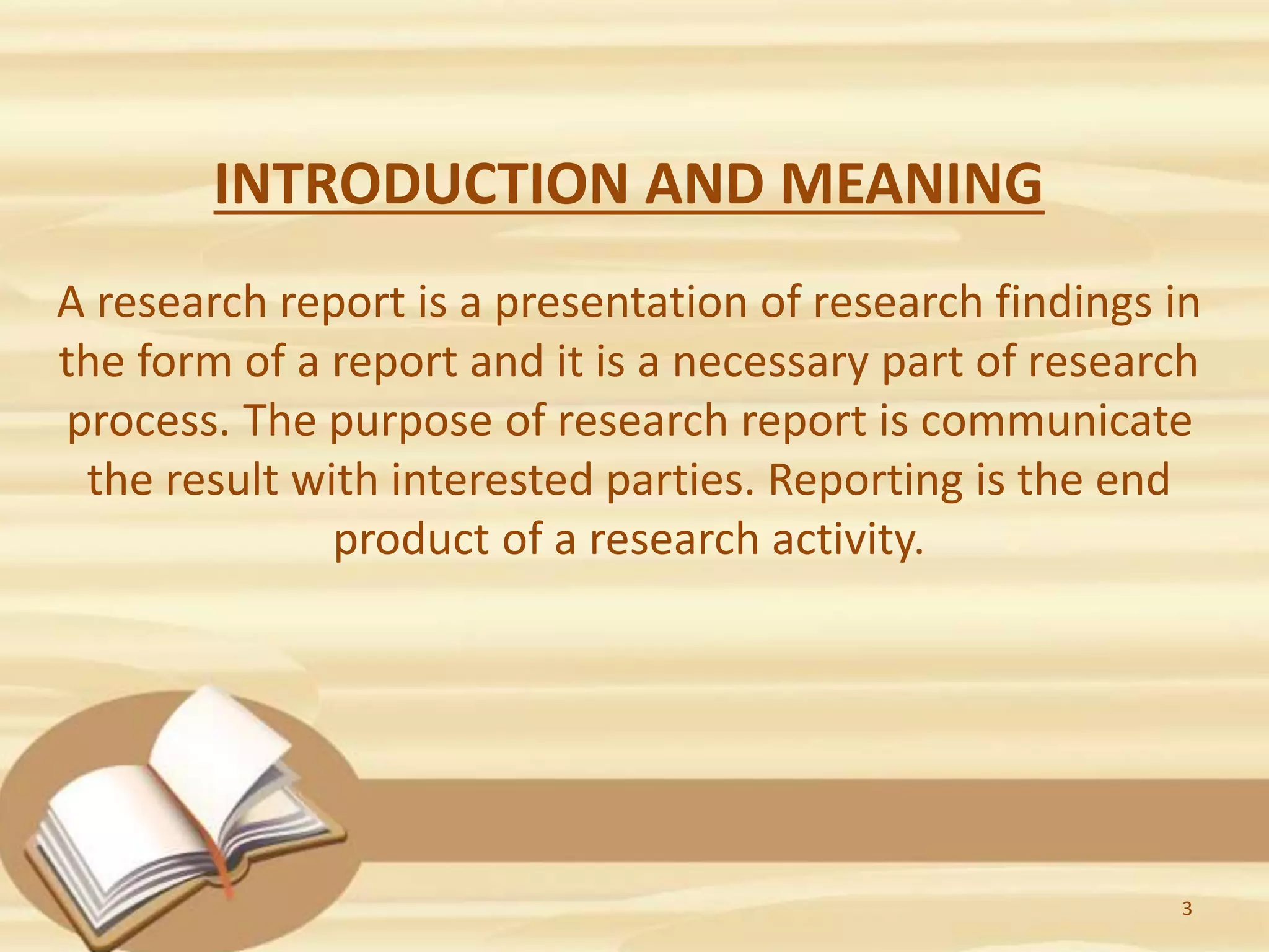 A presentation on research report writing. | PPTX