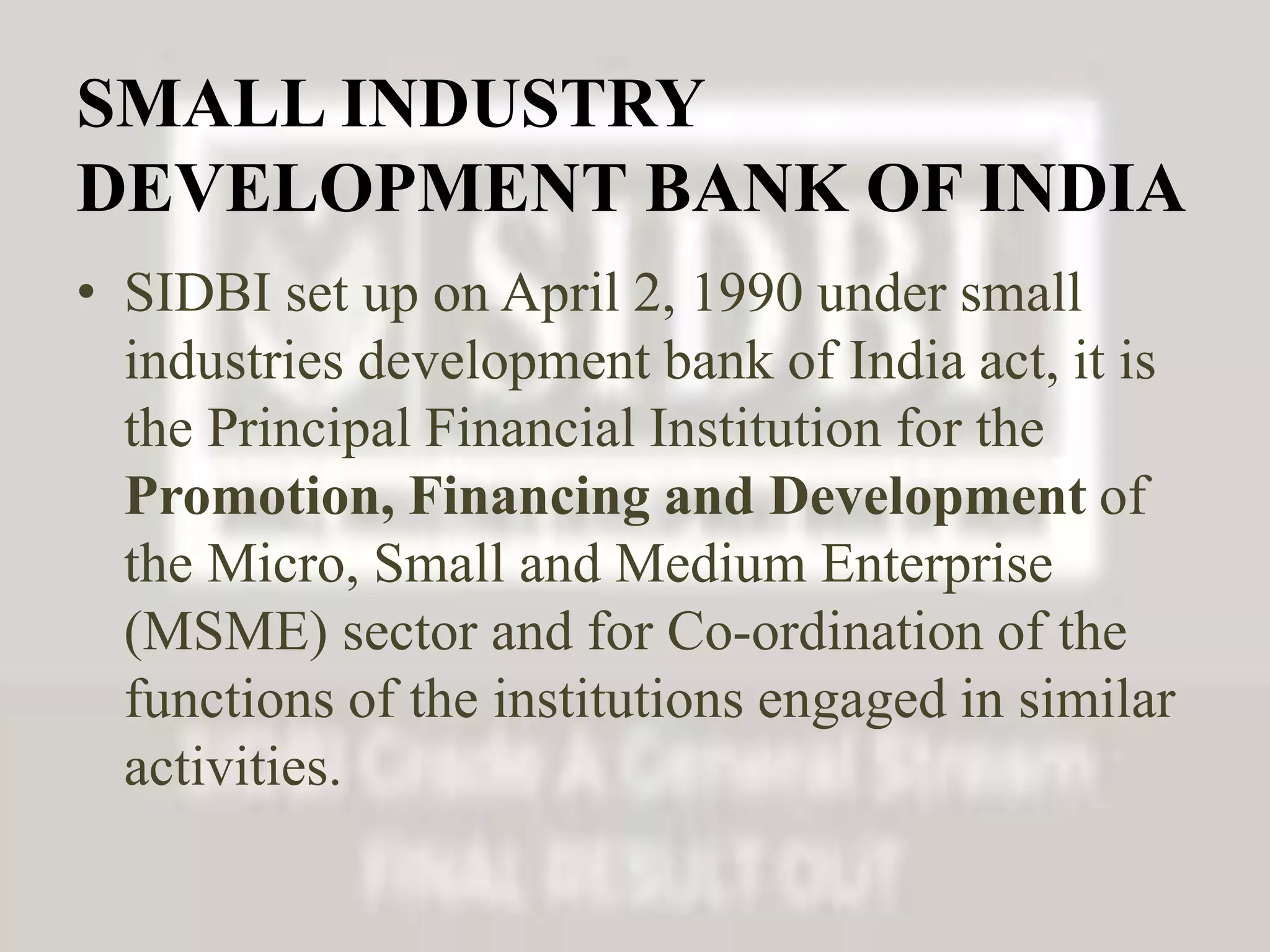 Sidbi an introduction | PPT