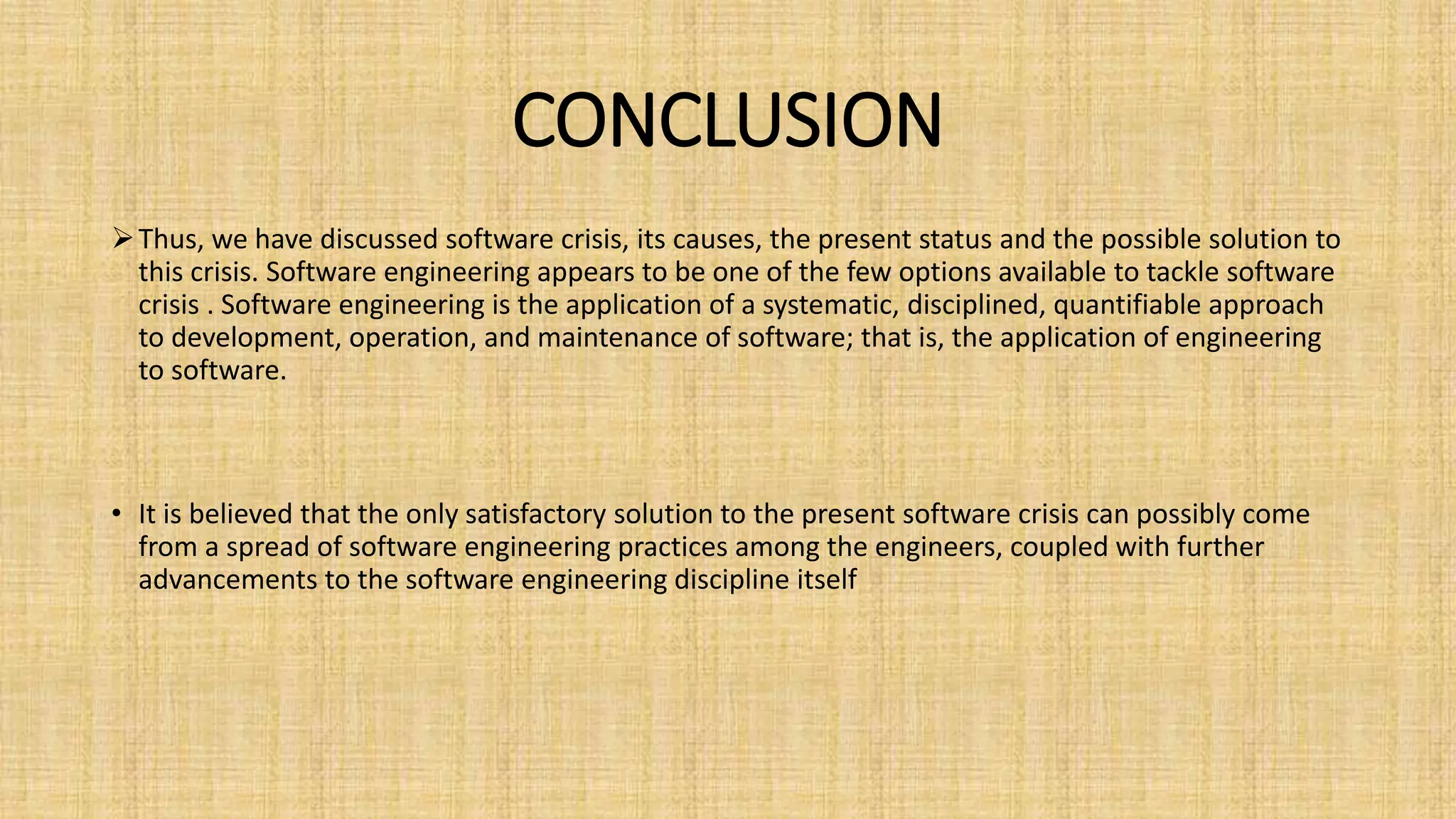 A presentation on software crisis | PPTX
