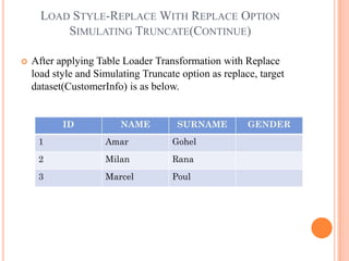 A presentation on table loader transformation | PPTX