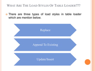 A presentation on table loader transformation | PPTX