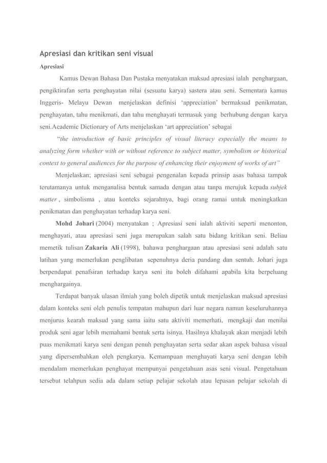 Apresiasi dan kritikan seni visual | DOC