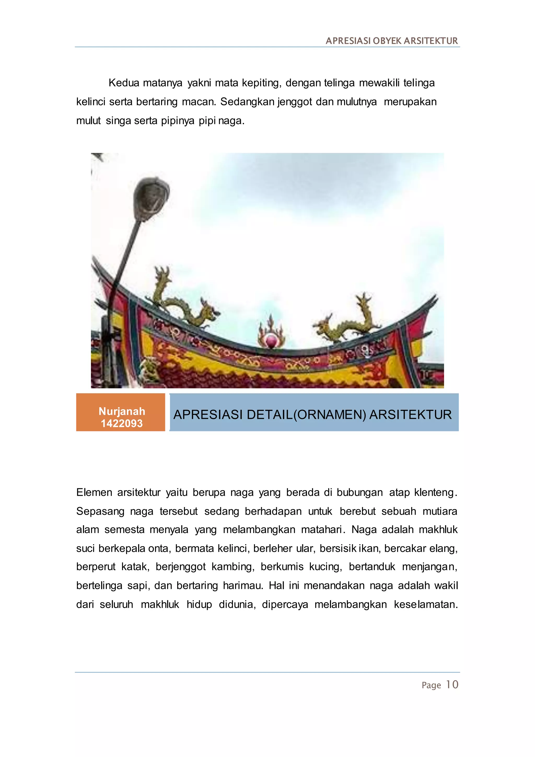 Apresiasi obyek arsitektur Klenteng Eng Ang Kiong Malang | DOCX