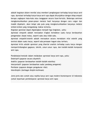 Apresiasi seni rupa modern dan kontemporer | DOCX