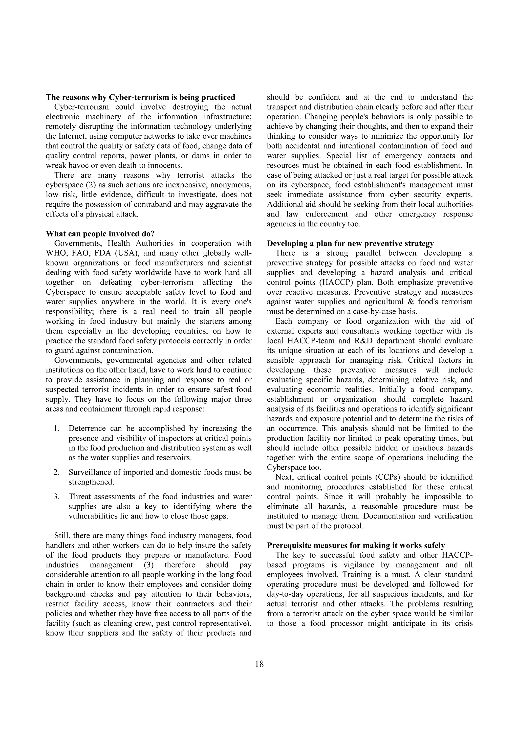 A preventive strategy for possible attacks aimed at crippling the ...