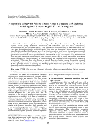 A preventive strategy for possible attacks aimed at crippling the ...