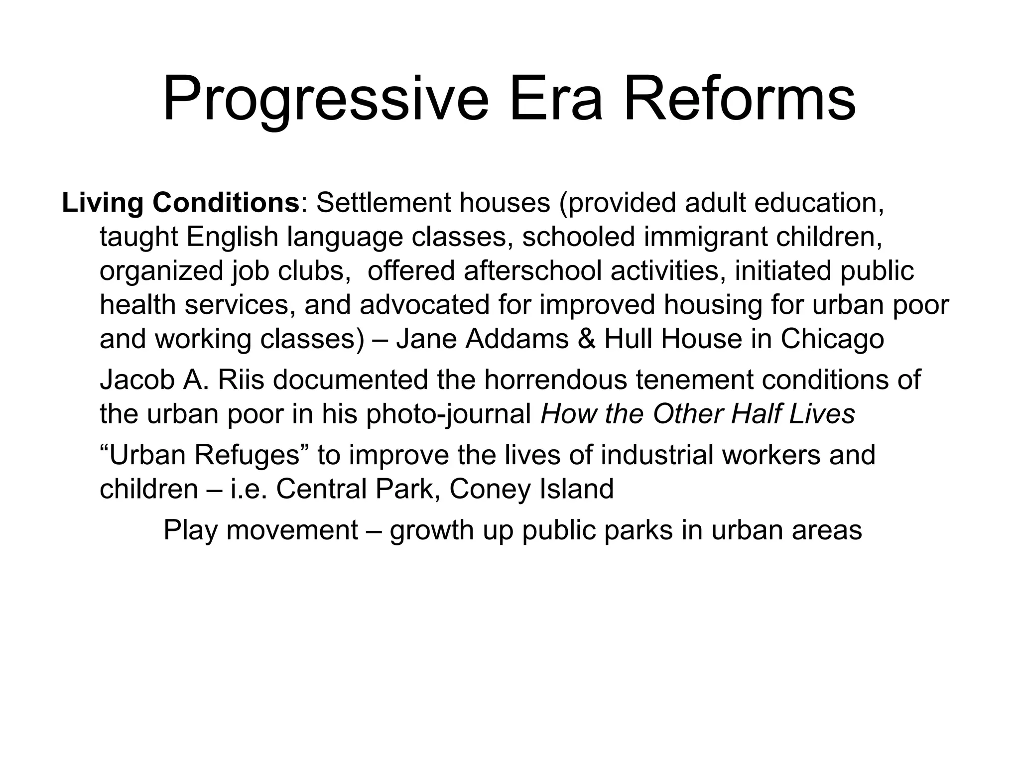 Day 7 : New Deal/Progessive Era Poverty Policies Compare and Contrast ...