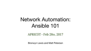 Network Automation: Ansible 101 | PDF