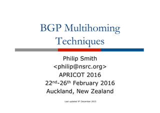 BGP Multihoming Techniques | PPT