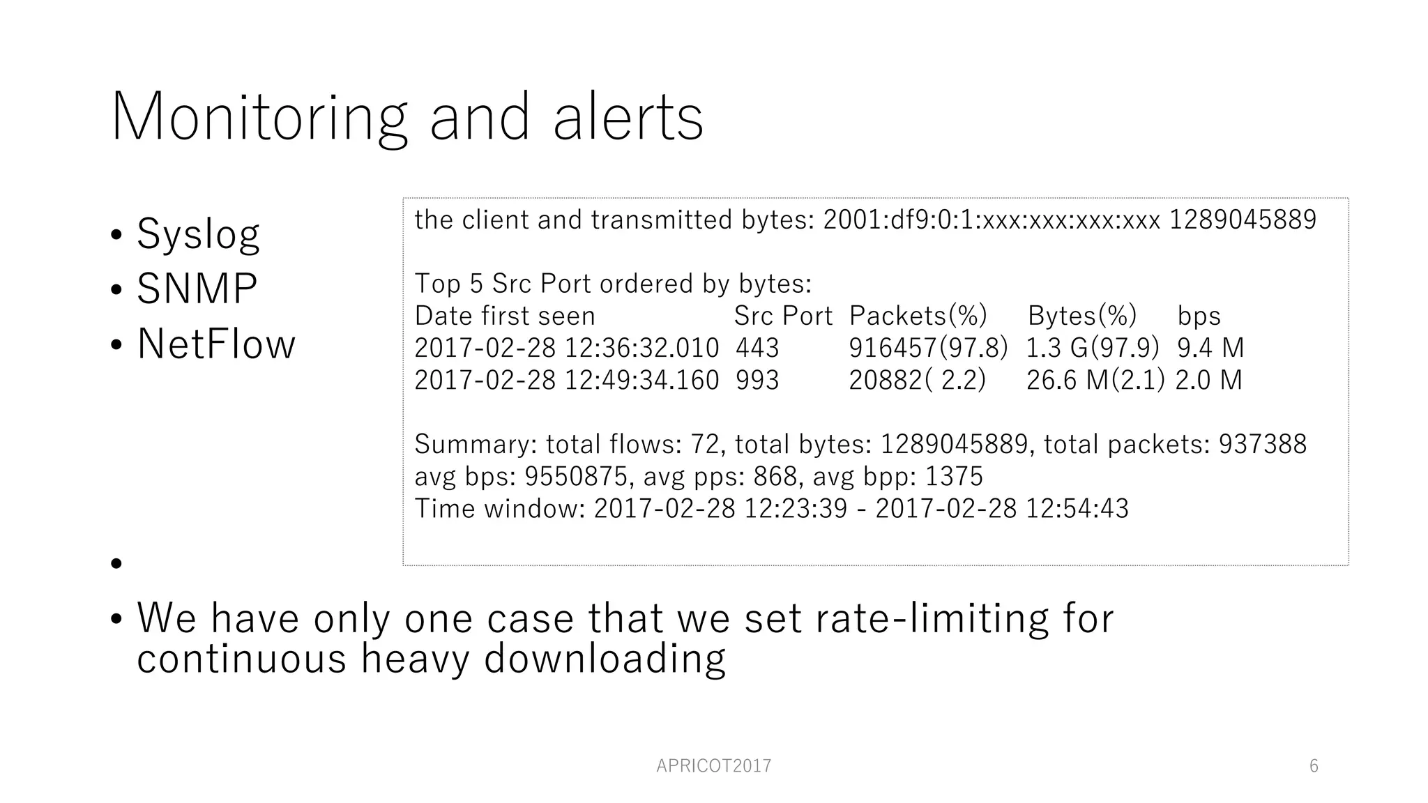 APRICOT 2017 conference network | PPT
