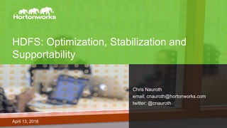 HDFS: Optimization, Stabilization and Supportability | PPT