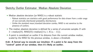 Streaming Outlier Analysis for Fun and Scalability | PPT
