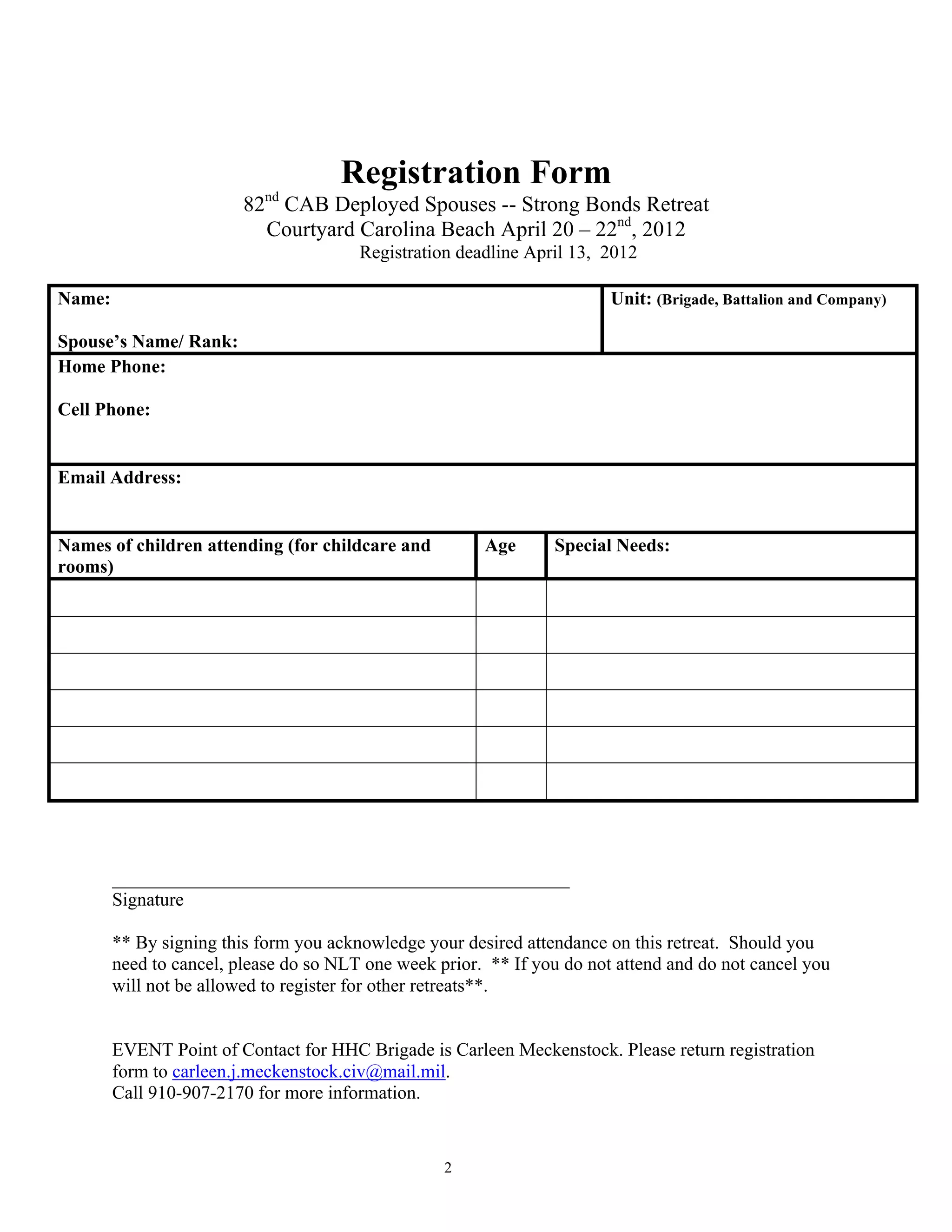 April 20-22 Strong Bonds Retreat Flyer & Form | PDF