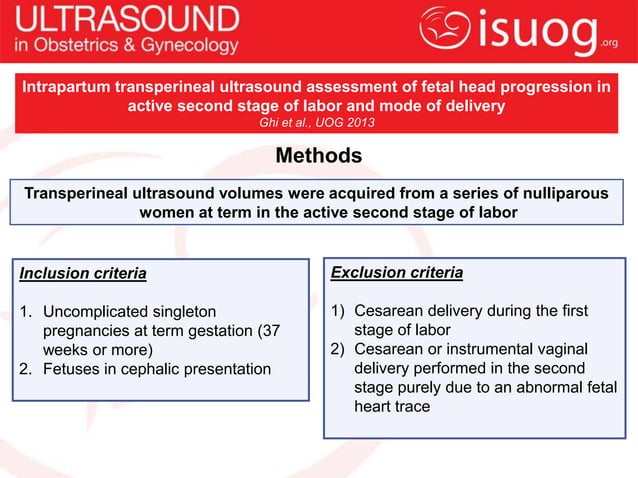 UOG Journal Club: Intrapartum transperineal ultrasound assessment of ...