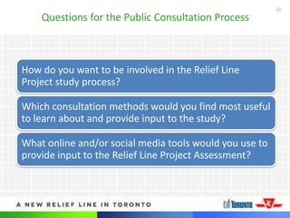 Relief Line Project Assessment Phase 1A Consultation Presentation | PPT