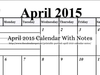 April 2015 Calendars | PPTX